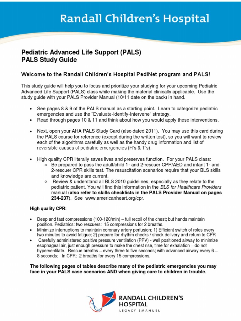 PALS Study Guide | PDF | Shock (Circulatory) | Cardiopulmonary ...