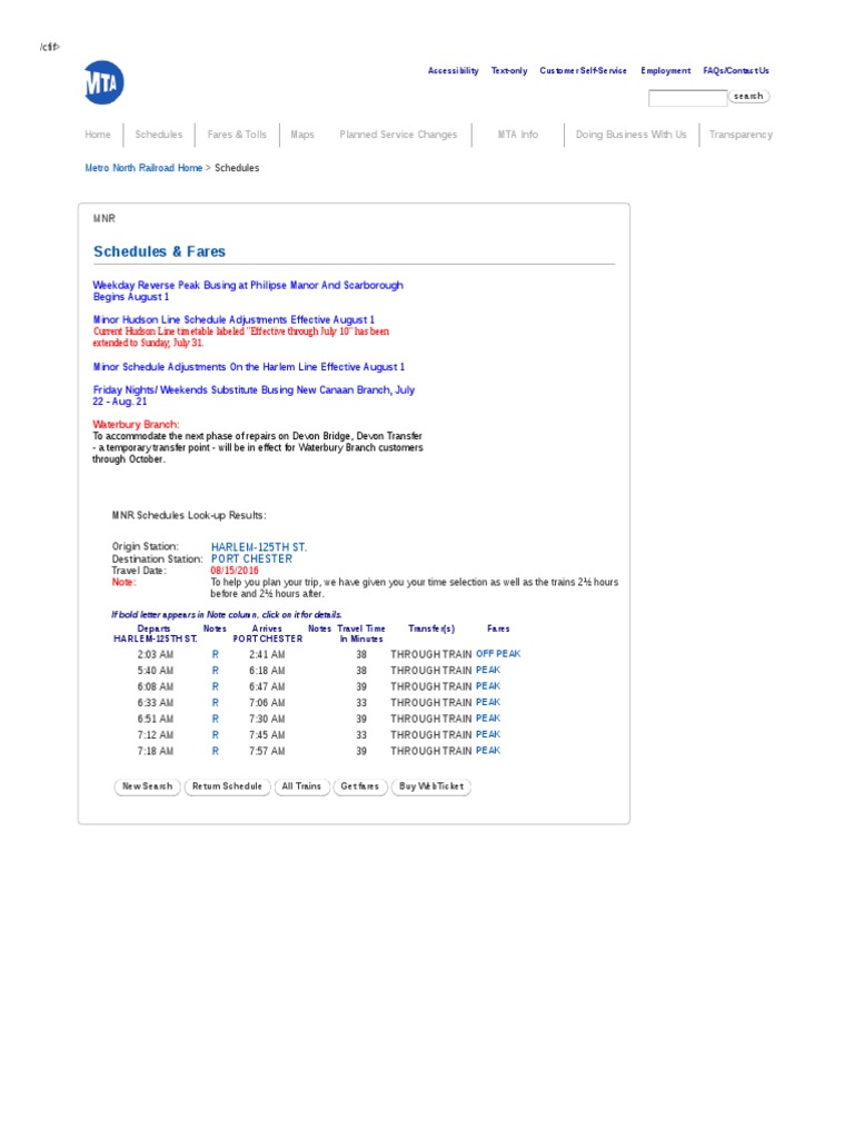 As0.Mta - Info MNR Schedules Sched Results | PDF