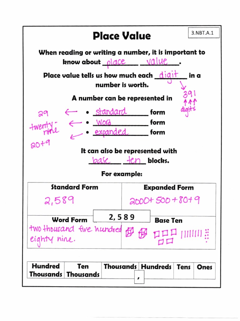 Place Value Journal Page | PDF