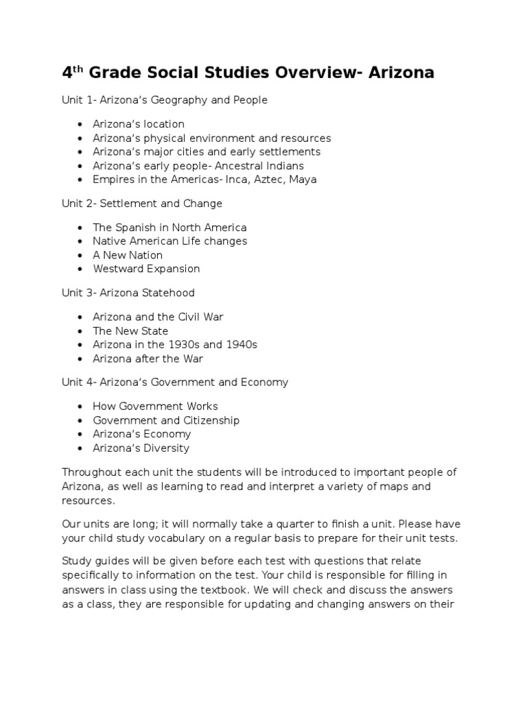 4th Grade Social Studies Overview | PDF | Travel