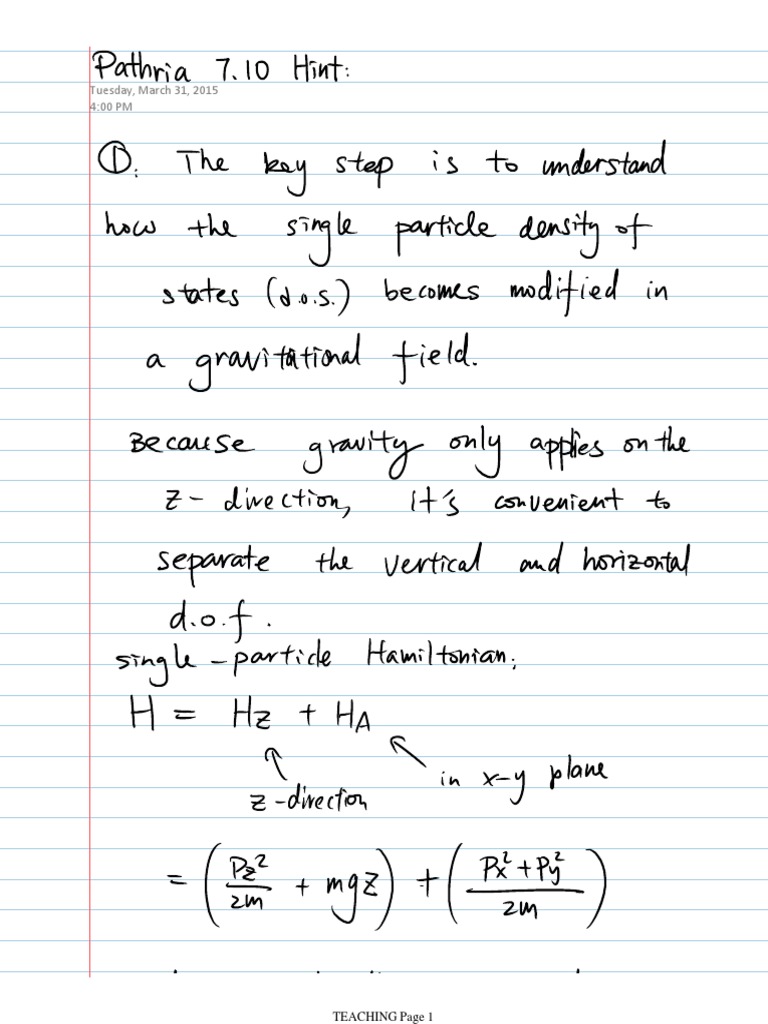 Pathria 7.10 Hint | PDF