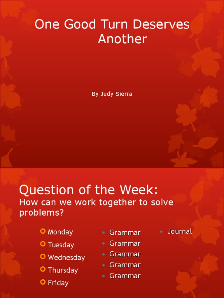 U2W5 One Good Turn Deserves Another | Reading Comprehension ...