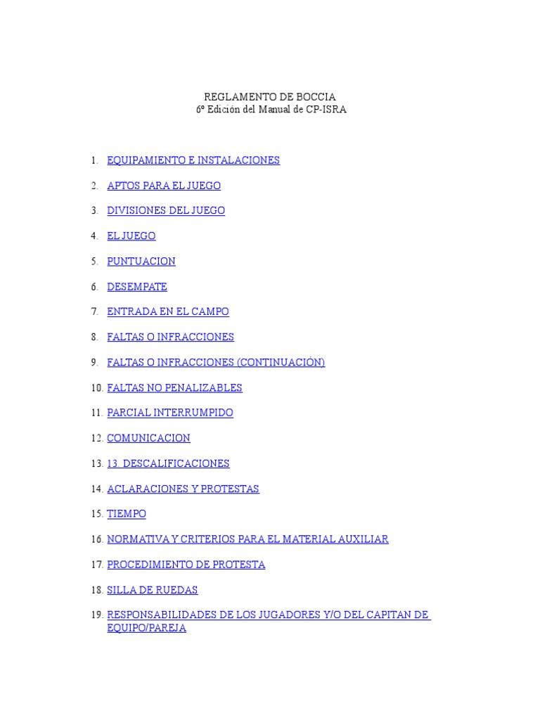 Reglamento de Boccia | PDF | Árbitro | Ocio