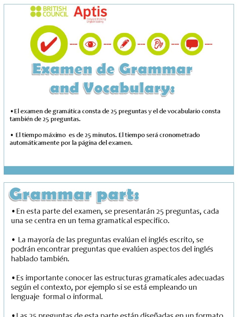 Aptis Introducción 3 (Grammar and Vocabulary) | PDF