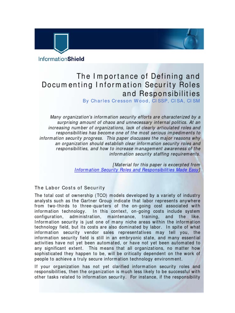 Security Roles and Responsibilities | PDF | Information Security ...