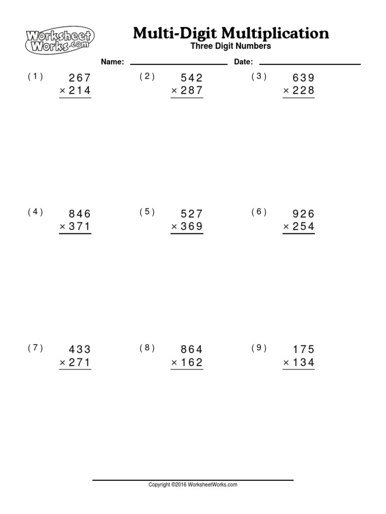 Multi-Digit Multiplication: Name: Date | PDF