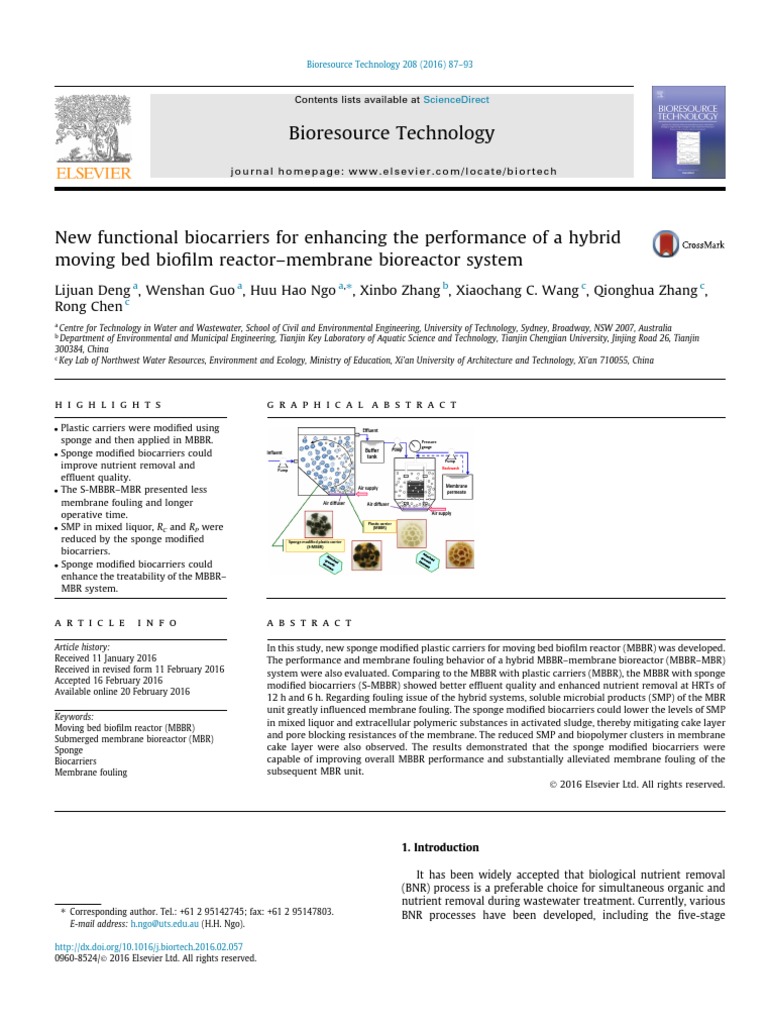 New Functional Biocarriers For Enhancing The Performance of A Hybrid ...