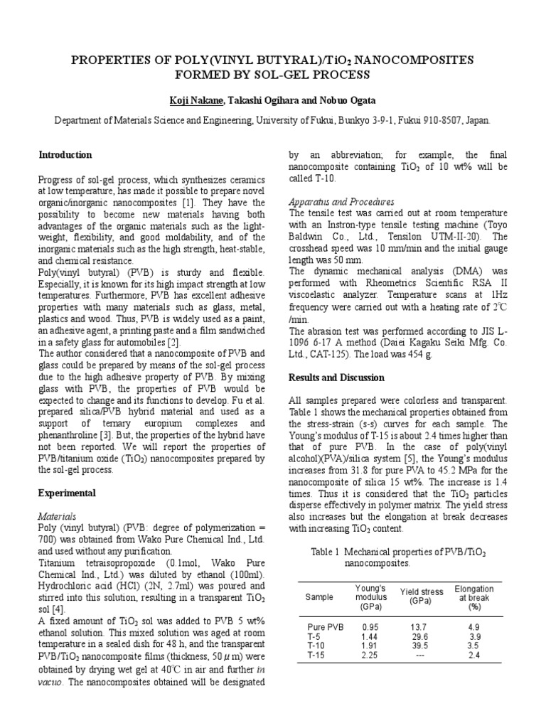 Modulus of Elasticity of PVB-2 | PDF | Nanocomposite | Yield (Engineering)