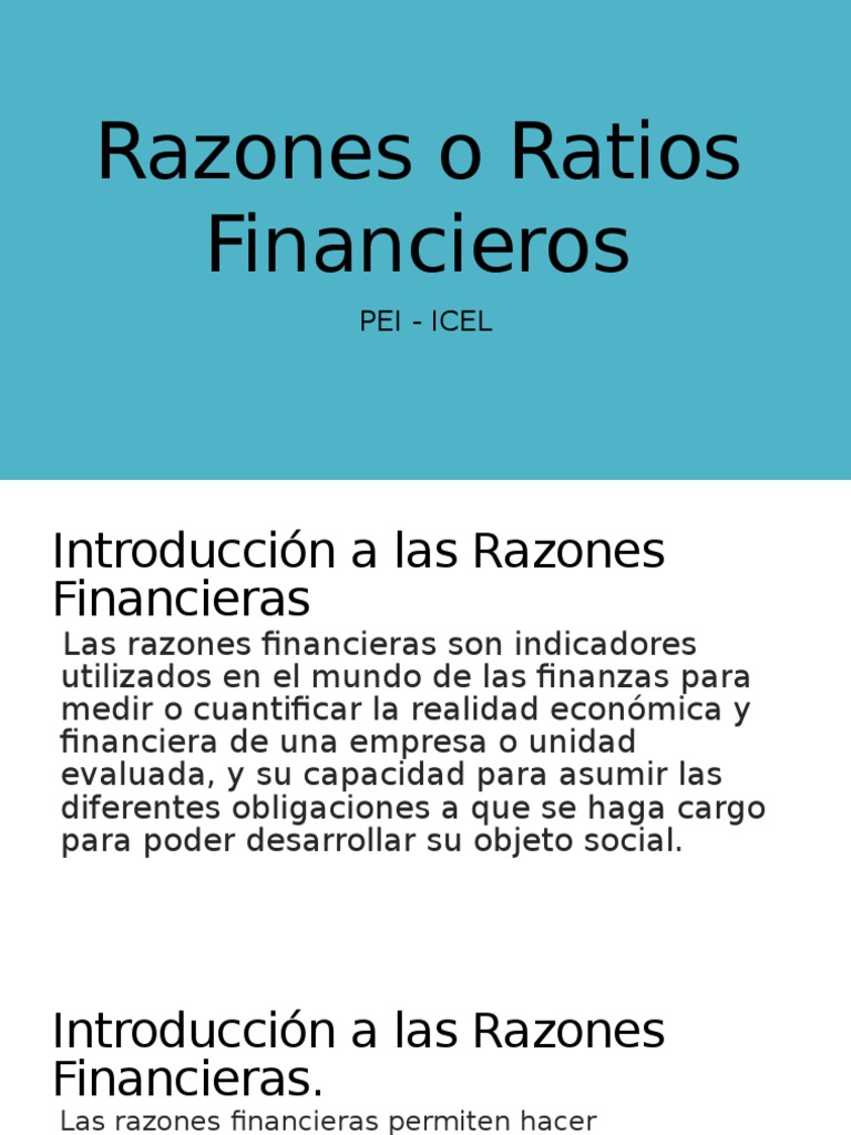 Razones o Ratios Financieros | PDF | Ratio financiero | Capital de trabajo