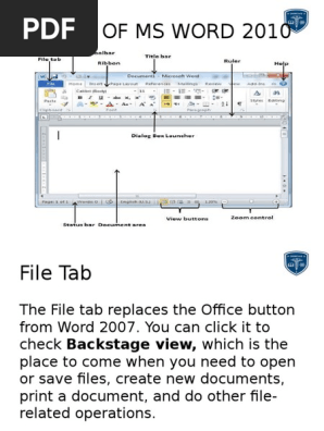 Parts Of Ms Word Screen