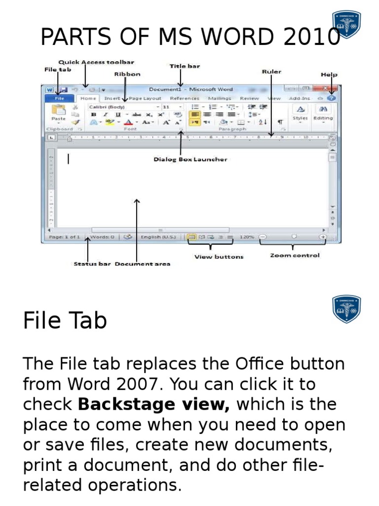 Parts of Ms Word 2010 | PDF | Microsoft Word | Tab (Gui)