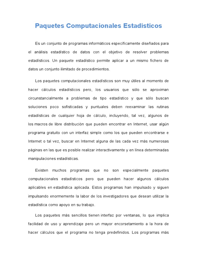 Paquetes Computacionales Estadísticos | PDF | Gráfico | Estadísticas