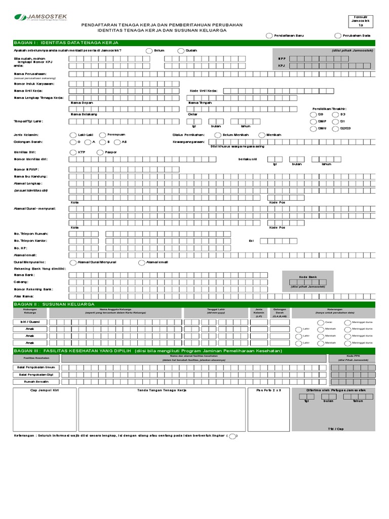 Formulir Pendaftaran BPJS Ketenagakerjaan | PDF | Bisnis