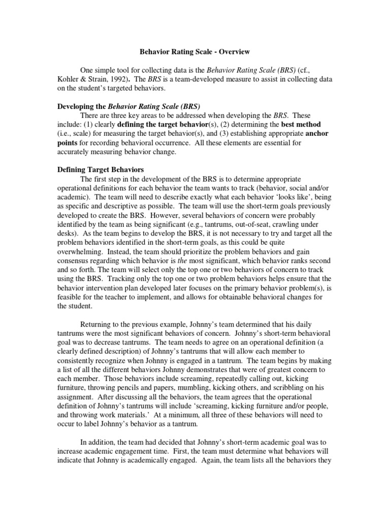 Behavior Rating Scale | PDF | Measurement | Frequency