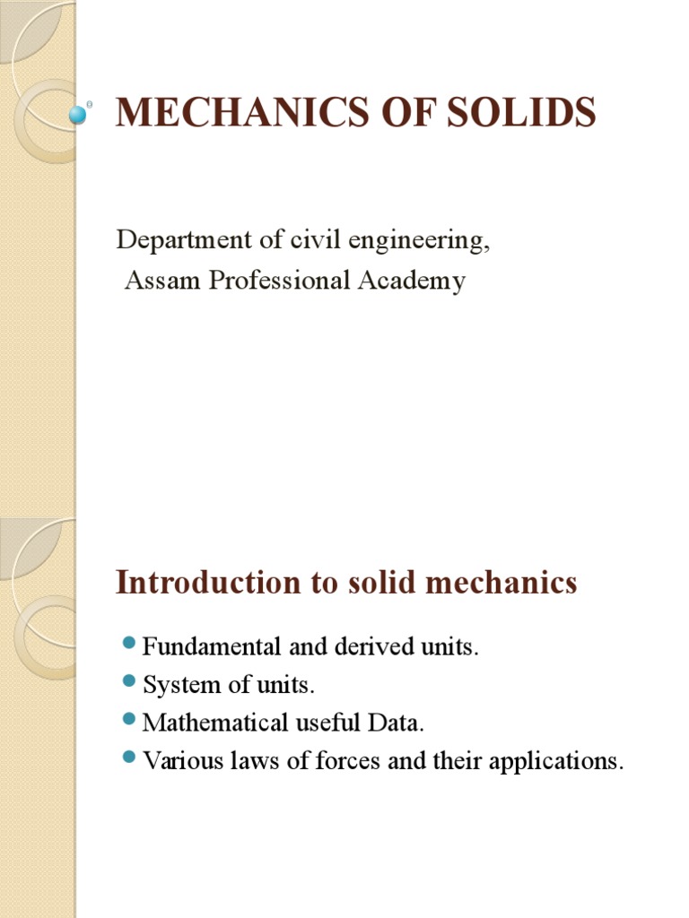 Introduction to Solid Mechanics | PDF | Units Of Measurement | Kilogram