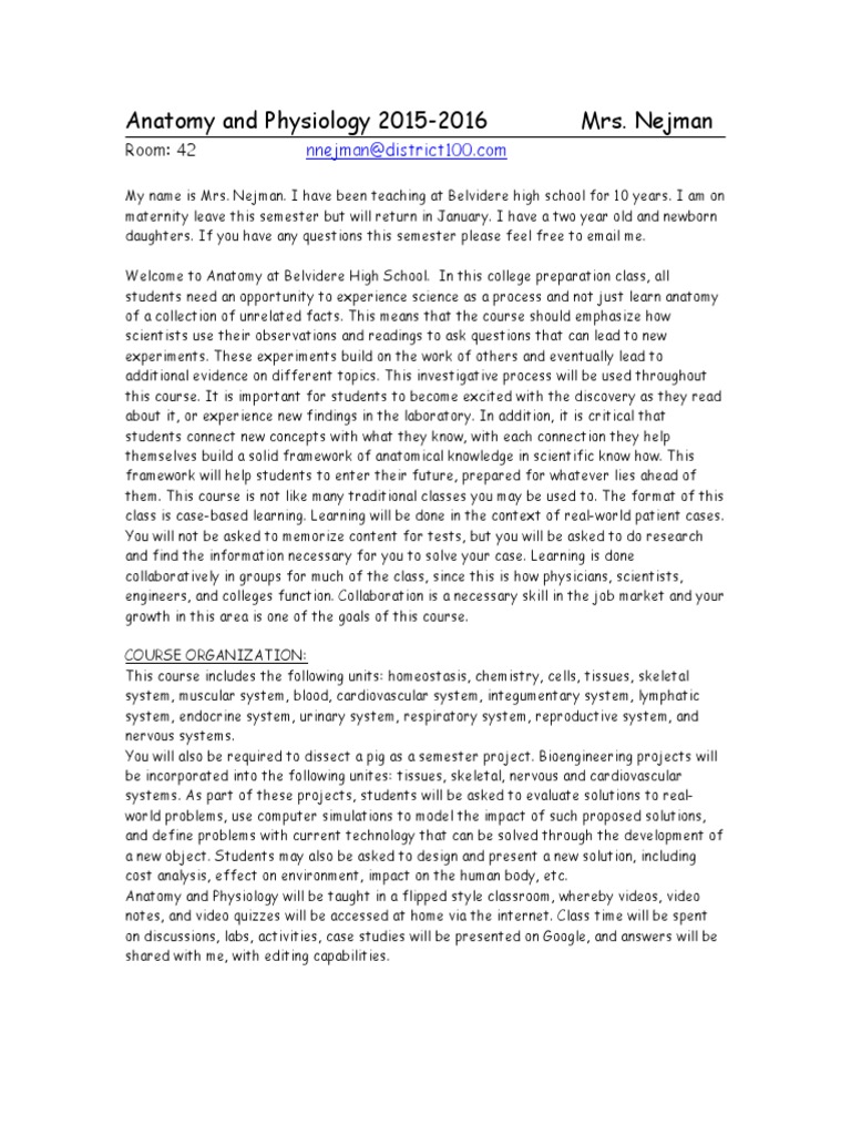 Anatomy Syllabus 2016 | PDF | Human Body | Learning