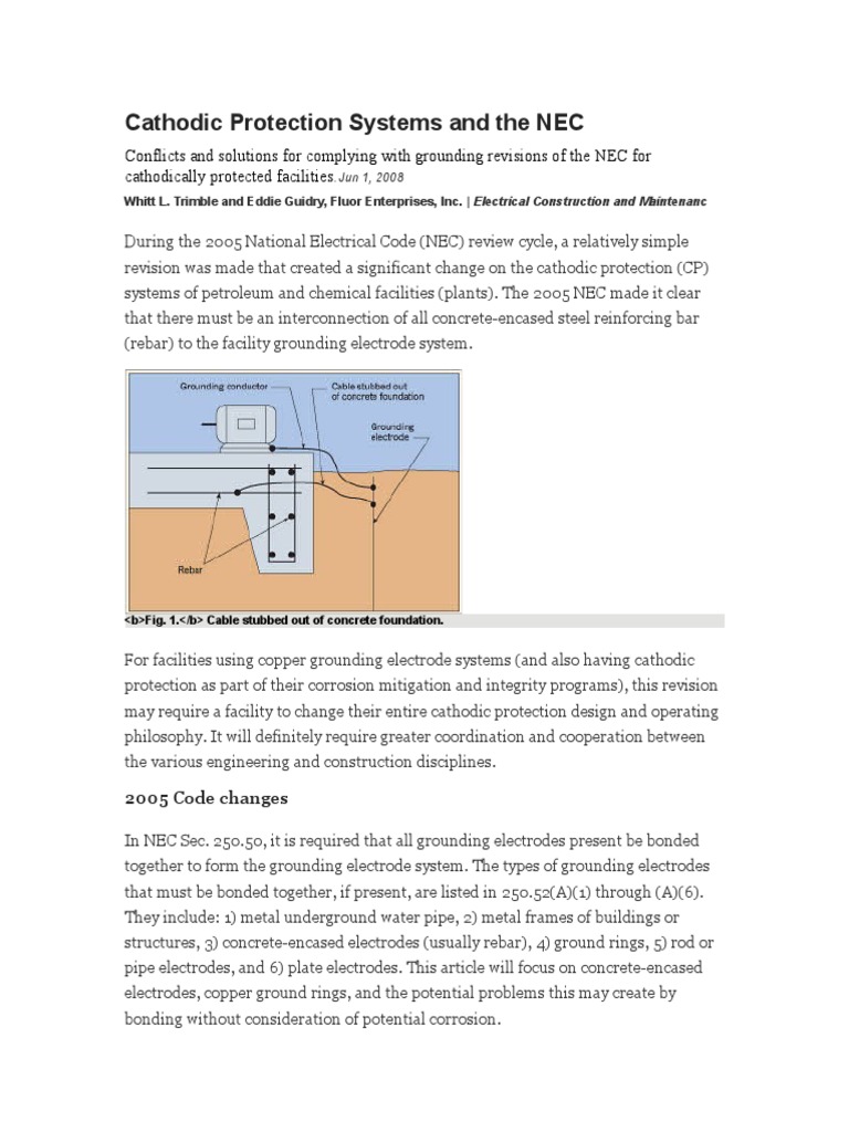 NEC Compliance for Ufer Grounding Systems | PDF | Anode | Corrosion