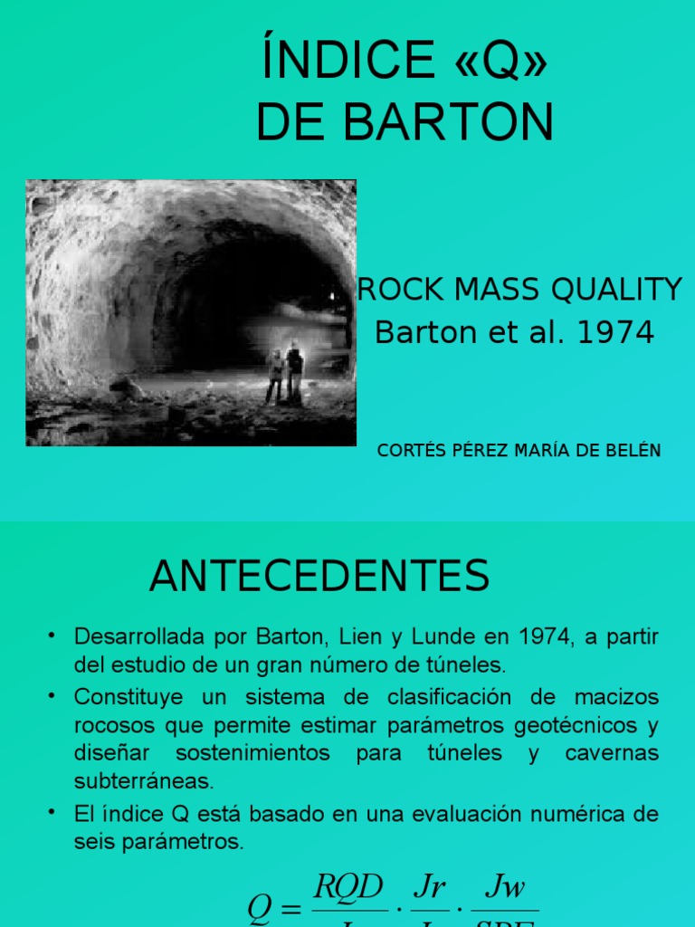 Índice Q de Barton: Clasificación Geotécnica | PDF | Tecnología