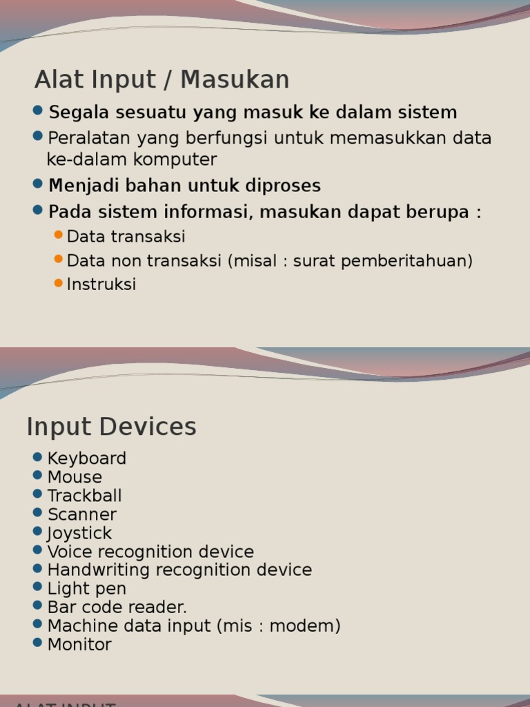 Alat Input dan Output pada Sistem Informasi | PDF