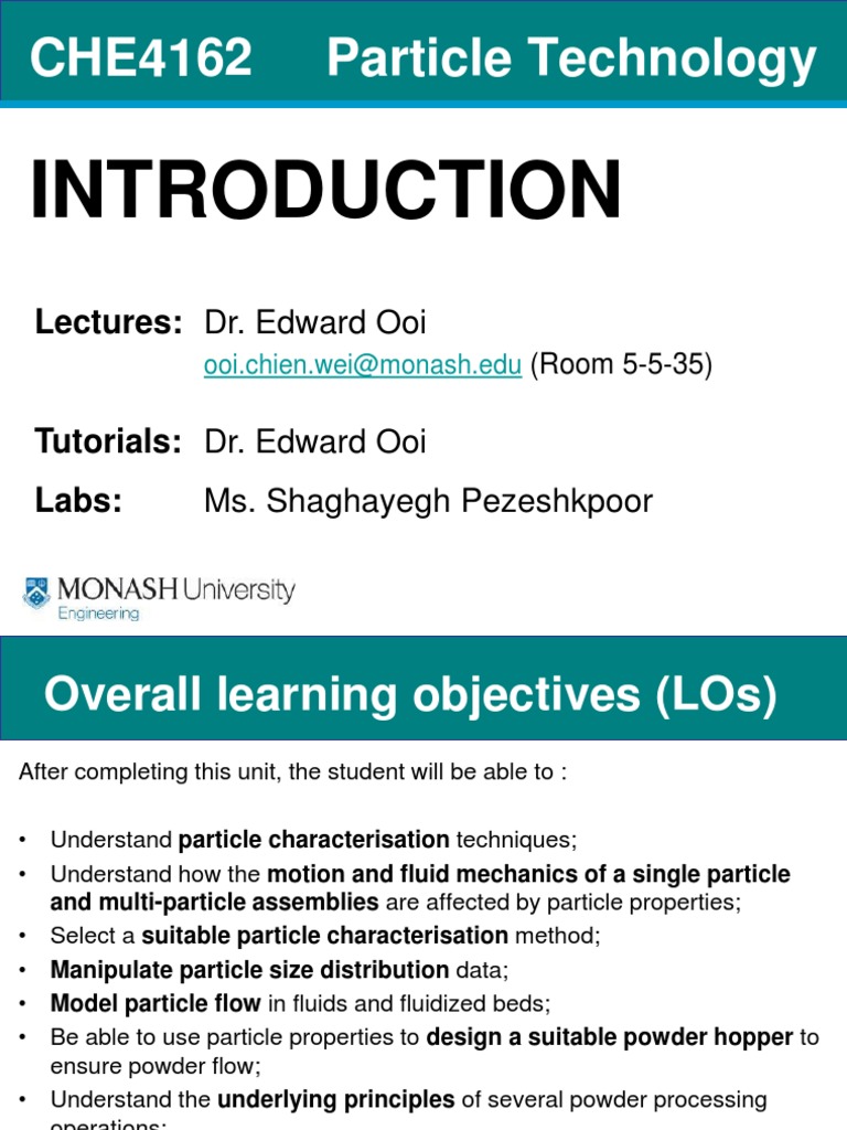 L01 Introduction To Particle Technology | PDF | Particle | Fluid Mechanics