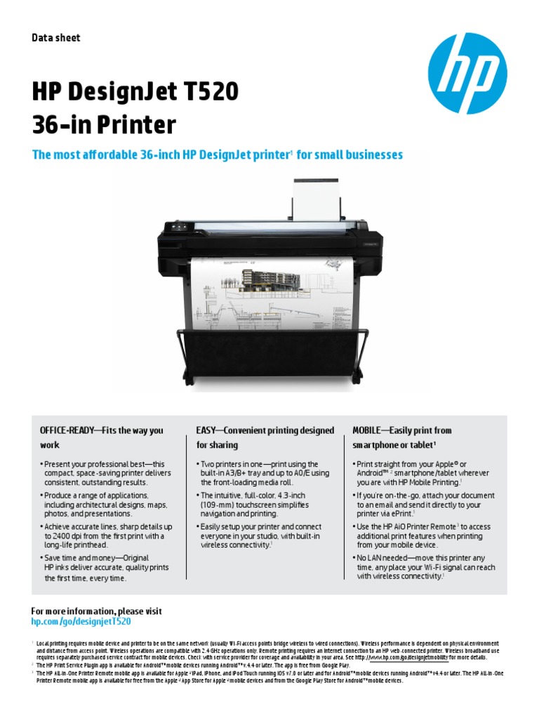 HP Designjet T520 36-In Printer | PDF | Printer (Computing) | Media ...
