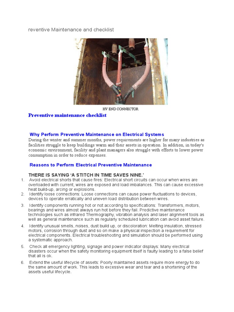 Electrical Preventive Maintenance Checklist | PDF | Thermography | Infrared