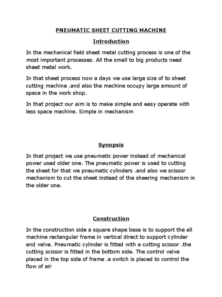 Pneumatic Sheet Cutting Machine | PDF