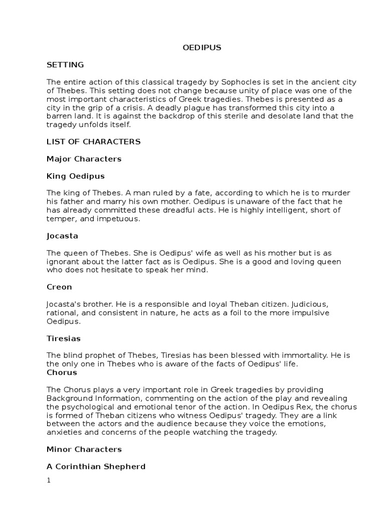 Oedipus Setting | PDF | Oedipus | Theban Mythology