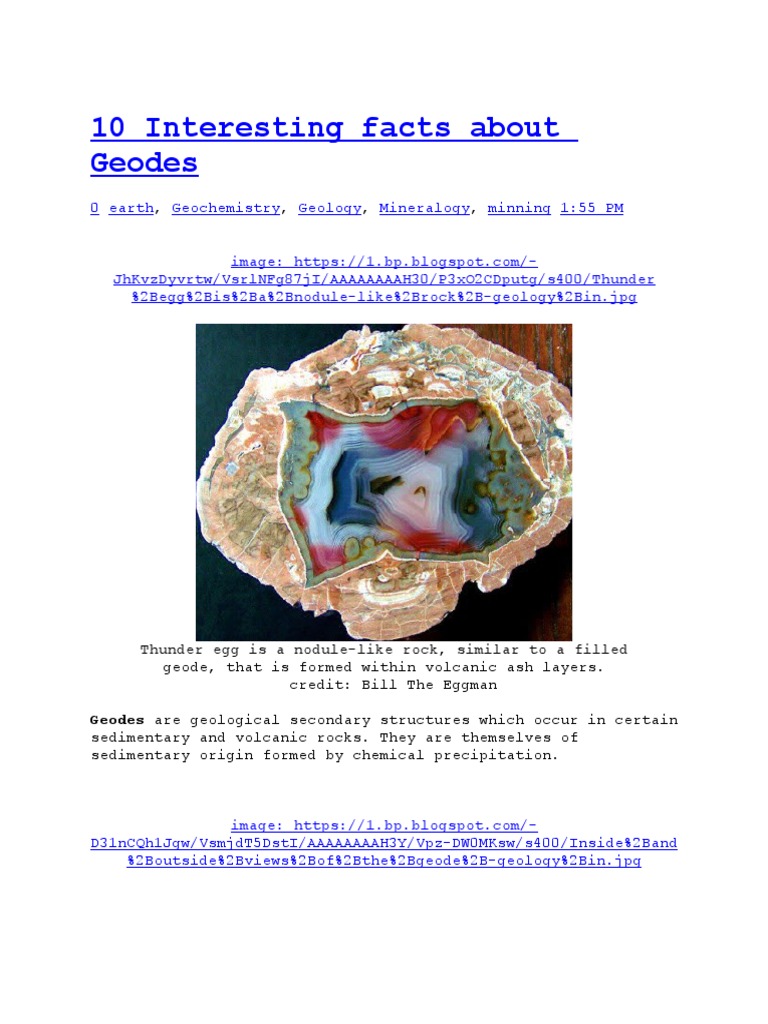 10 Interesting Facts About Geodes | PDF | Mineralogy | Minerals