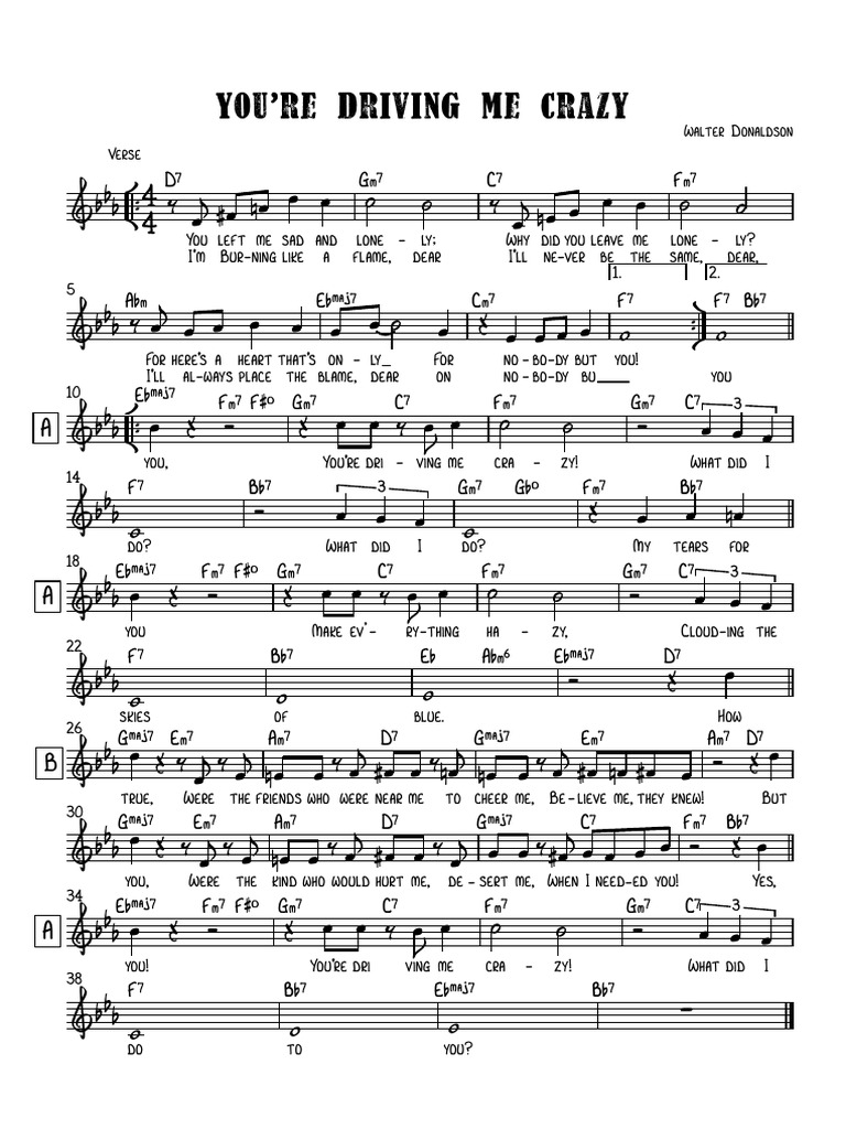 You'Re Driving Me Crazy - Full Score