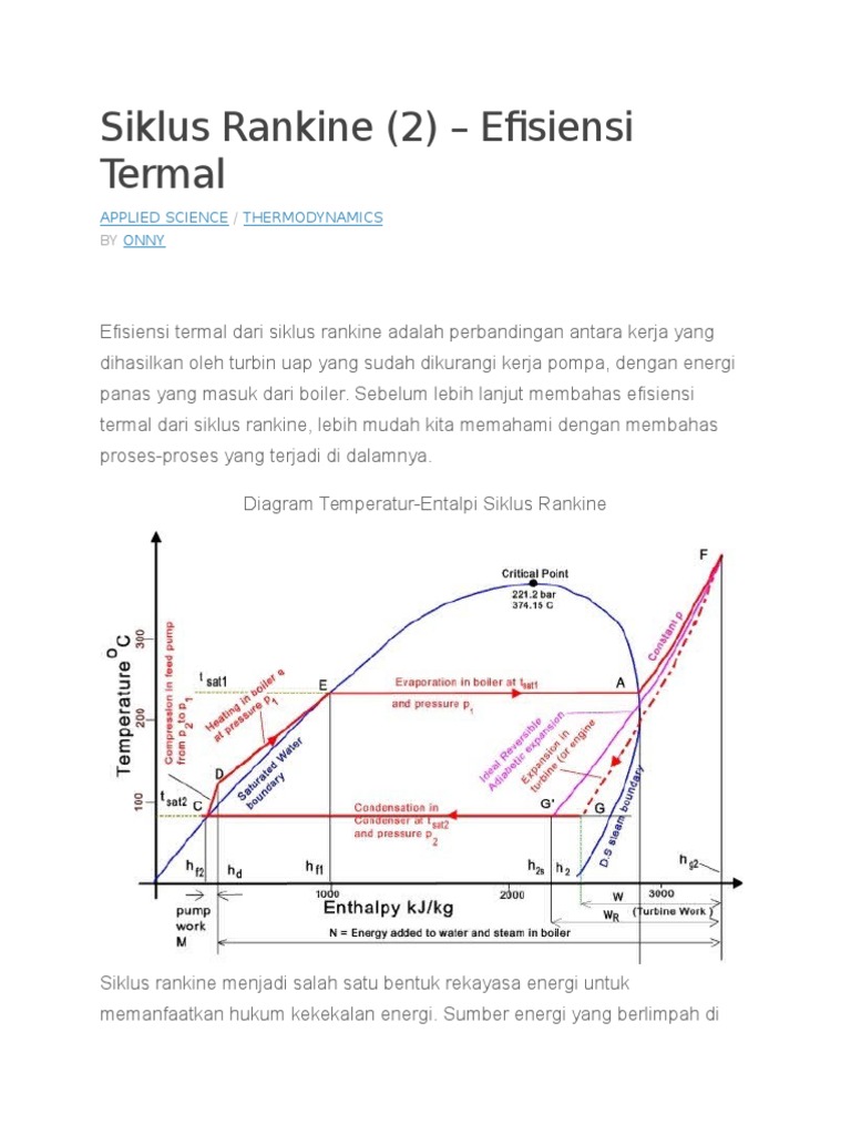 Efisiensi Termal Siklus Rankine | PDF