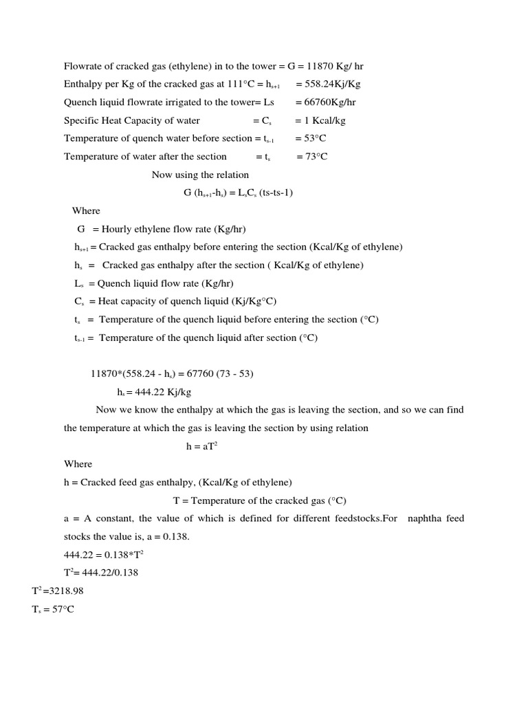 Quench Tower Perhitungan | PDF | Flow Measurement | Enthalpy