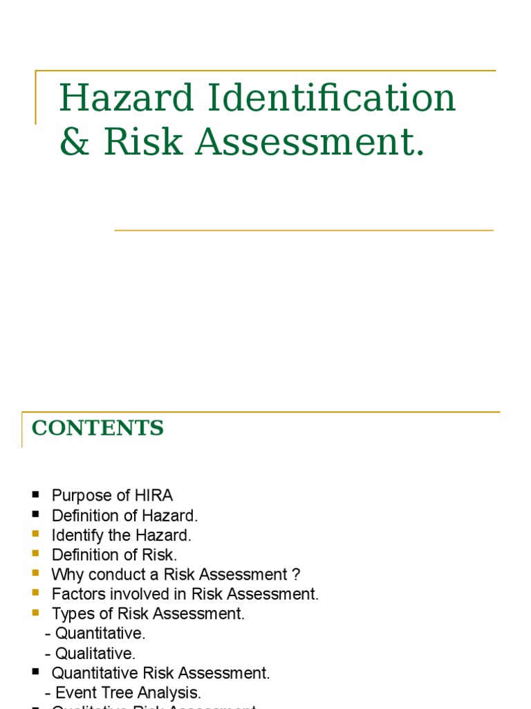 Hazard Identification Amp Risk Assessment | PDF | Occupational Safety ...