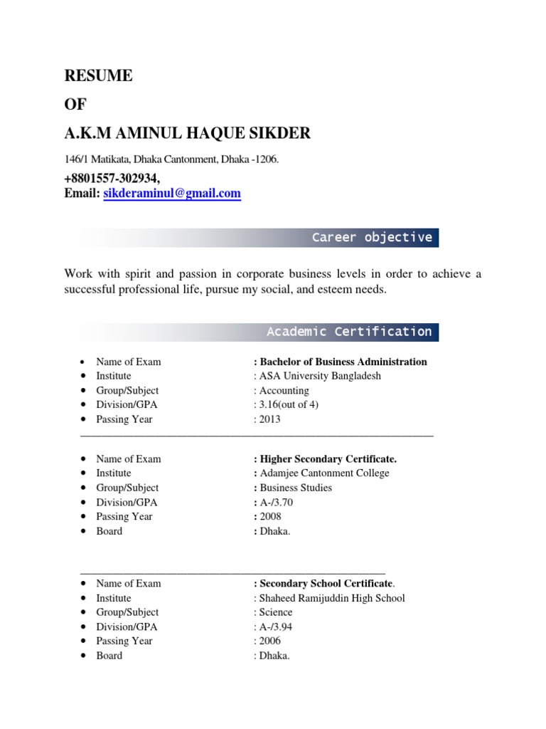 Sample CV | PDF