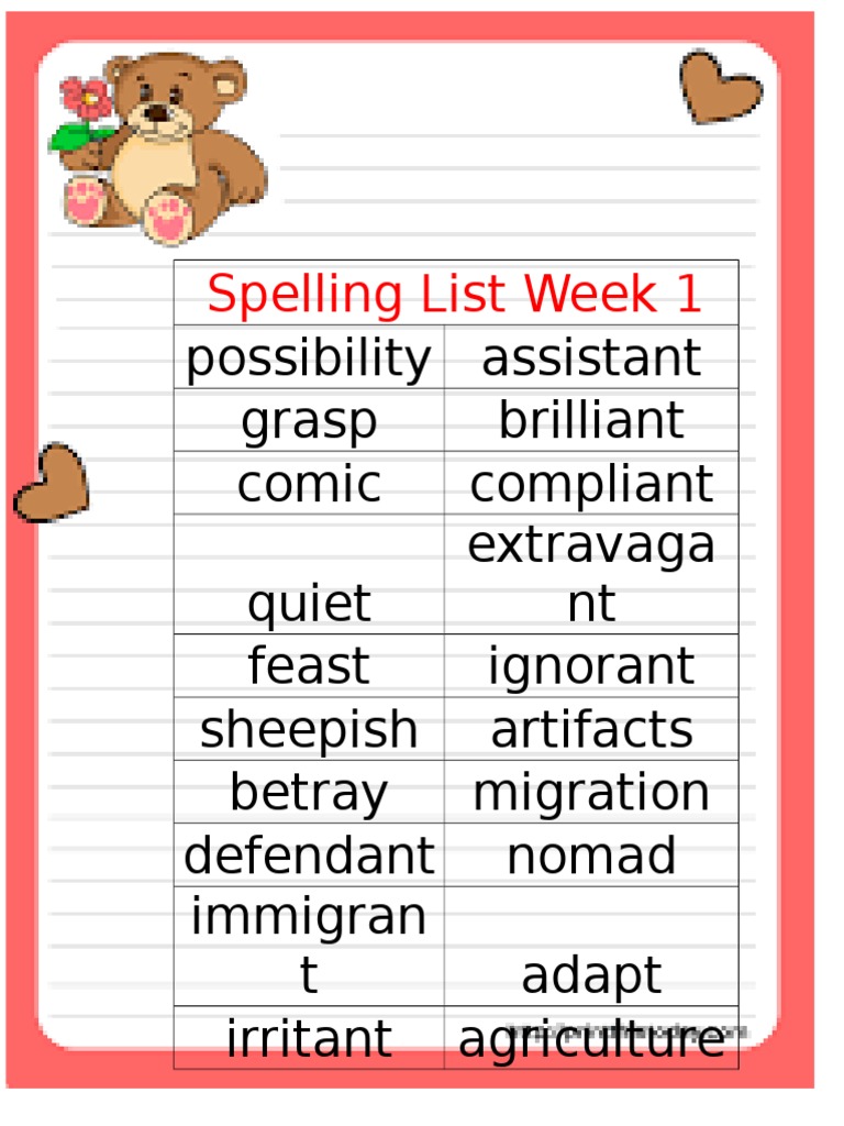 Spelling List Week 1-36 | PDF | Circulatory System | Science