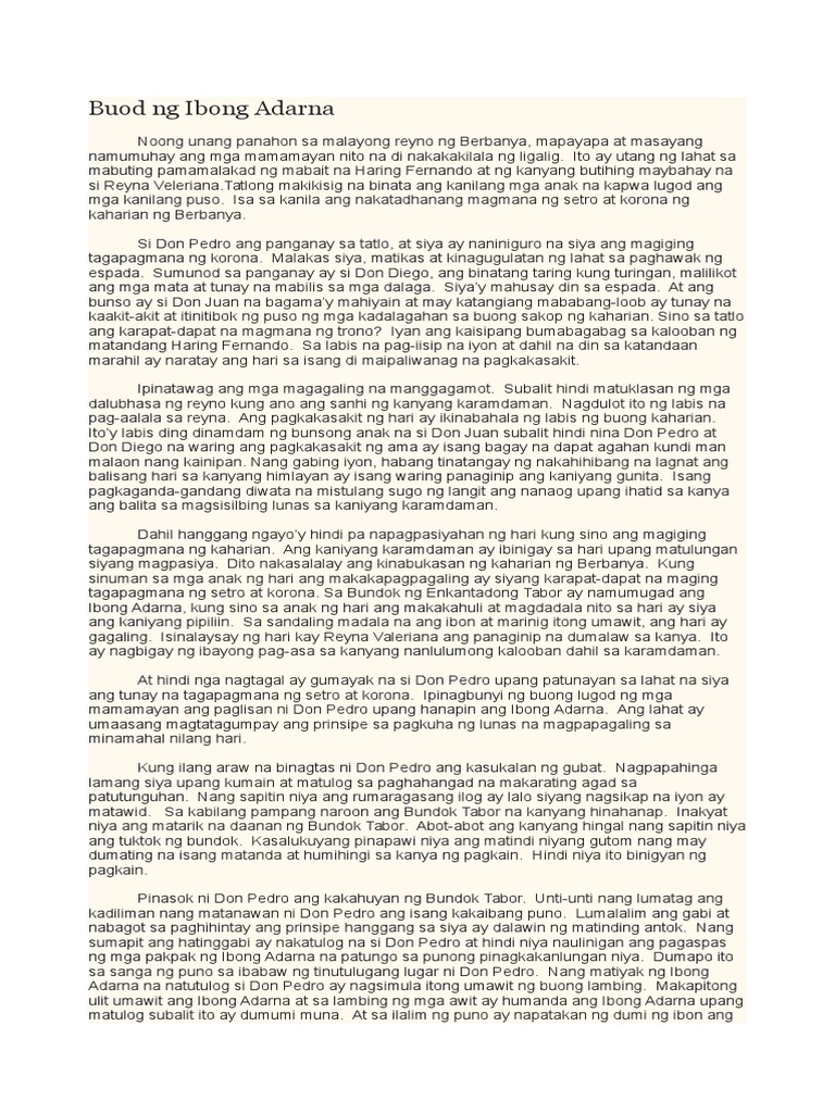 Buod NG Ibong Adarna | PDF