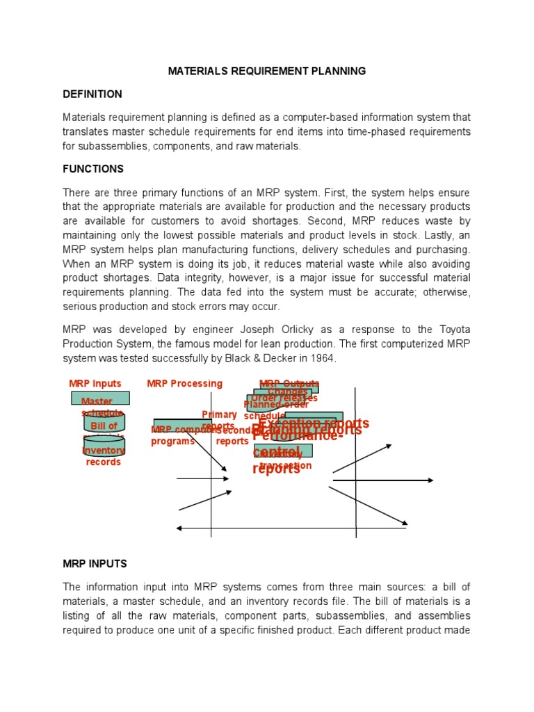 Materials Requirement Planning | PDF | Inventory | Corporate Jargon