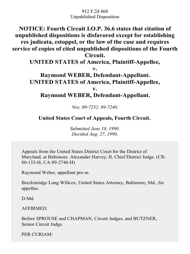 United States v. Raymond Weber, United States of America v. Raymond ... United States v. Raymond Weber, United States of America v. Raymond ...
