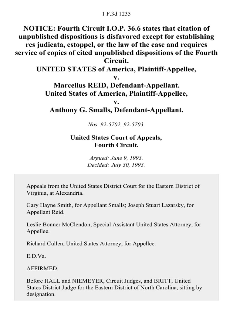 United States v. Marcellus Reid, United States of America v. Anthony G ...
