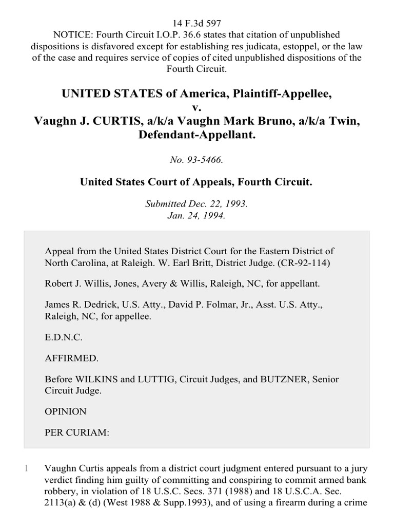 Vaughn Curtis Armed Robbery Appeal | PDF | Witness | Brief (Law)