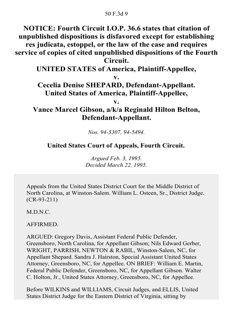 United States v. Cecelia Denise Shepard, United States of America v ...