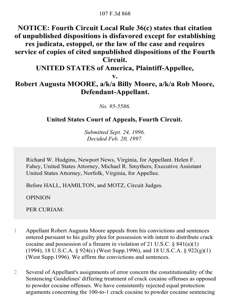 United States v. Robert Augusta Moore, A/K/A Billy Moore, A/K/A Rob ...