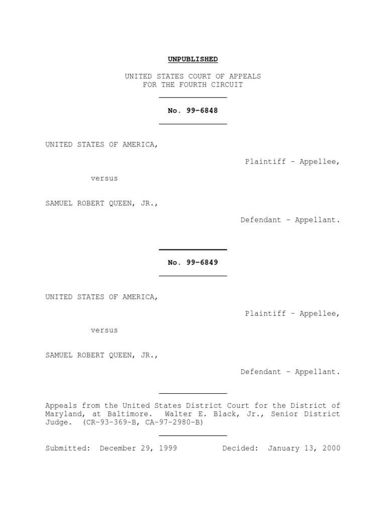 Samuel Queen v. United States, 4th Cir. (2000) | PDF
