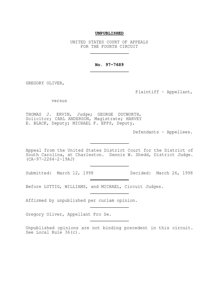 Oliver v. Ervin, 4th Cir. (1998) | PDF