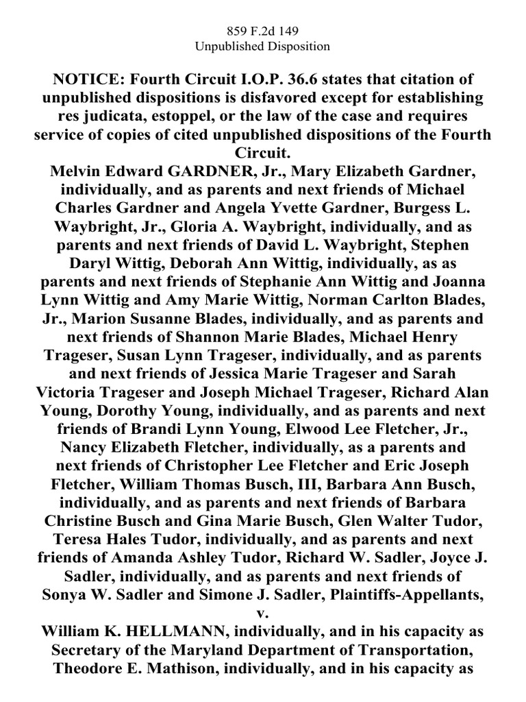 Melvin Edward Gardner, Jr., Mary Elizabeth Gardner, Individually, and ...