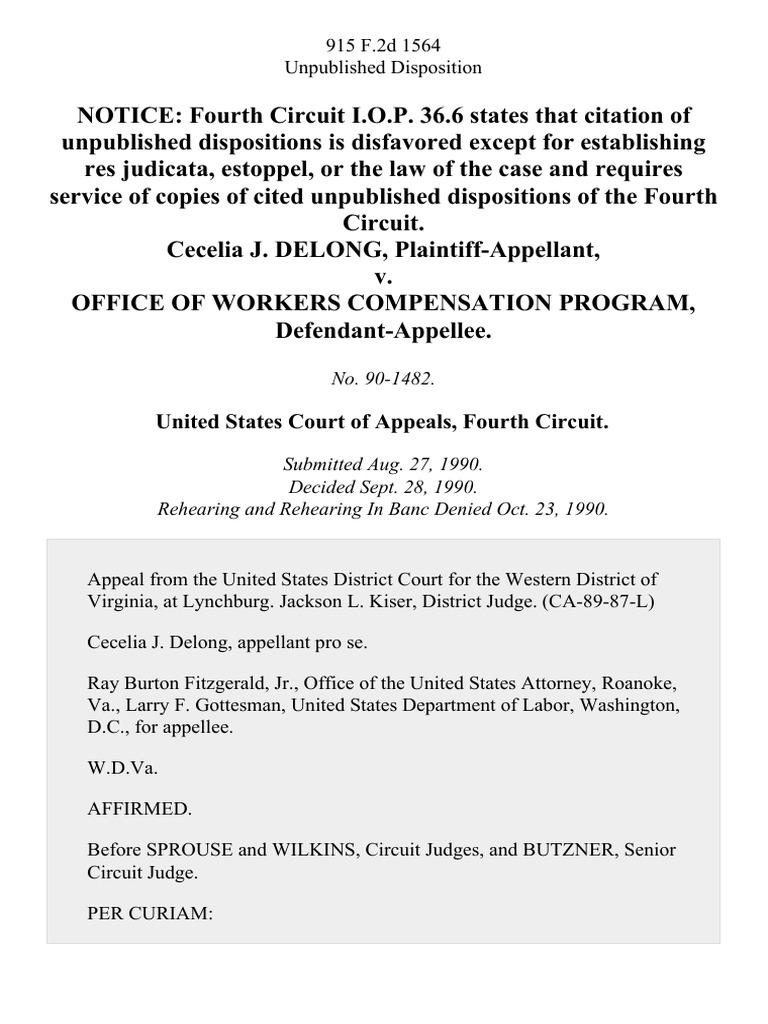 Delong v. OWCP: Appeal Affirmed | PDF | Social Science