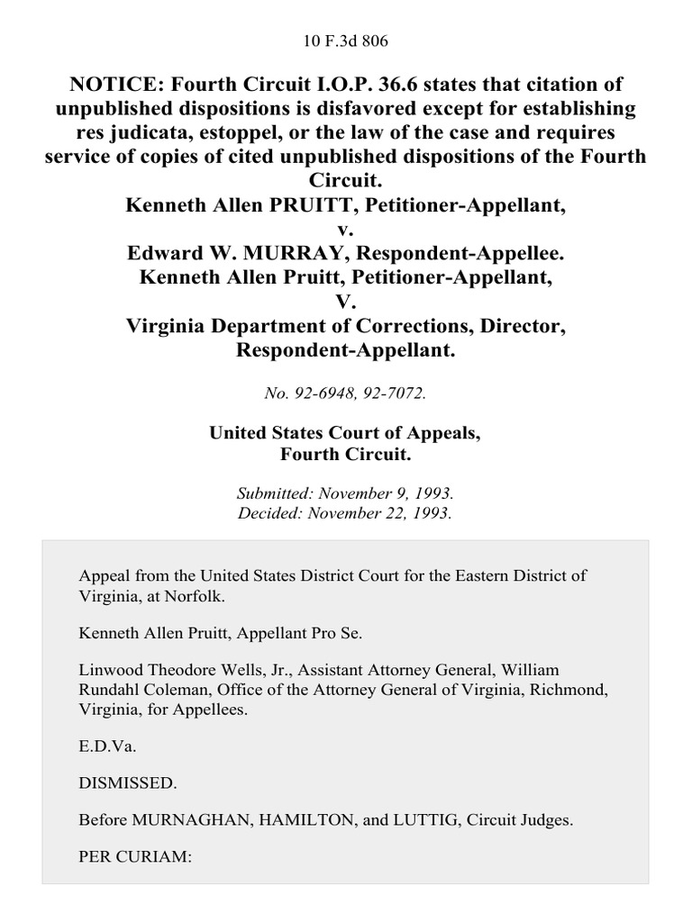 Kenneth Allen Pruitt v. Edward W. Murray, Kenneth Allen Pruitt v ...
