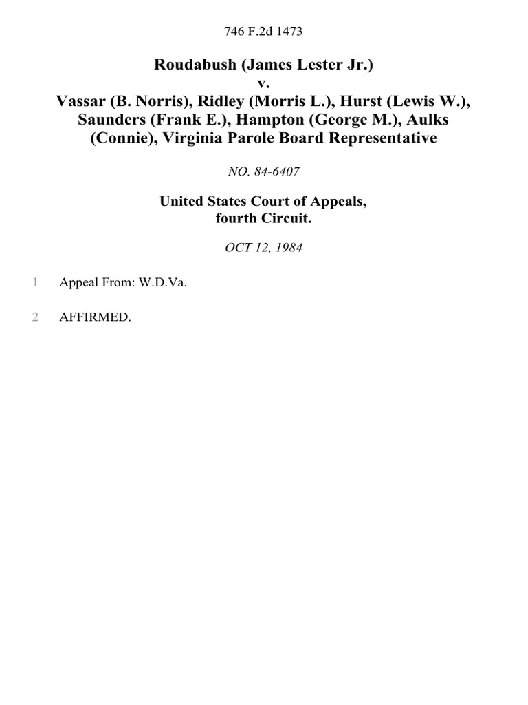 Roudabush (James Lester Jr.) v. Vassar (B. Norris), Ridley (Morris L ...