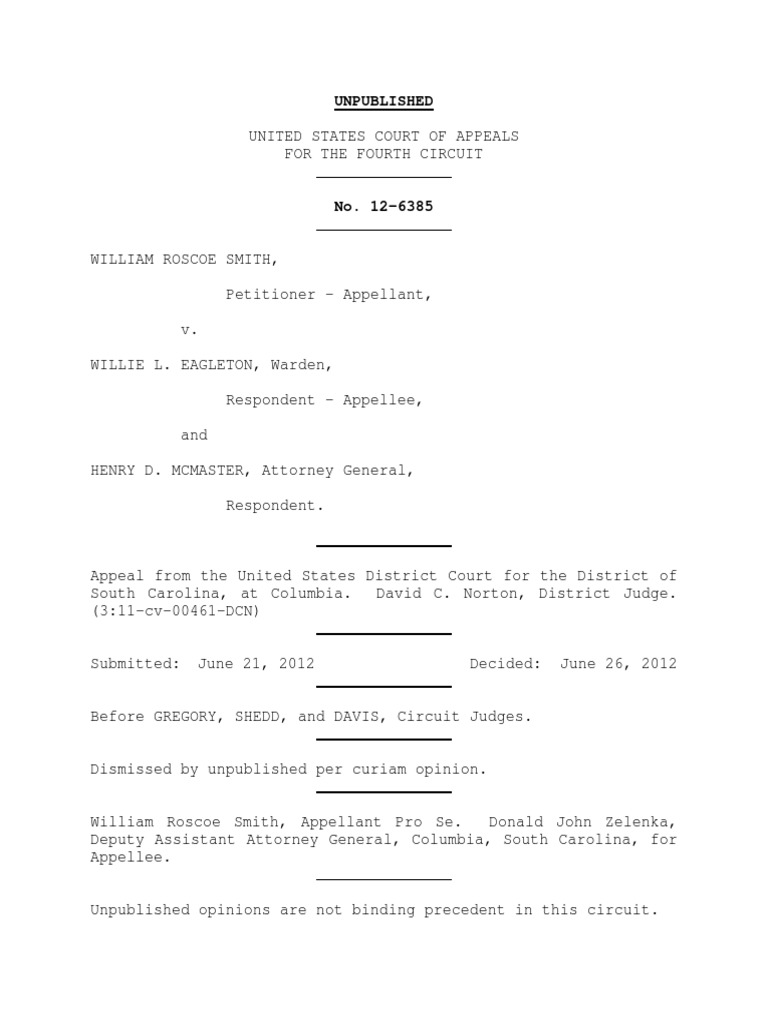 William Smith v. Willie Eagleton, 4th Cir. (2012) | PDF