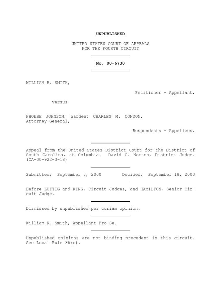 Smith v. Johnson, 4th Cir. (2000) | PDF | Law